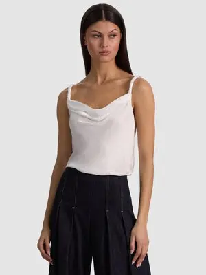 Alice + Olivia Monique Twist Strap Tank - Off White
