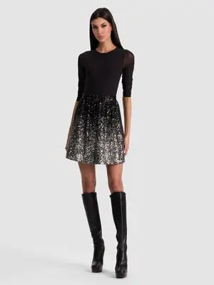 Alice + Olivia Chara Embellished Mini Dress - Black/multi