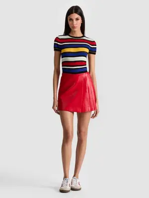 Alice + Olivia Toni Vegan Leather Mini Skirt