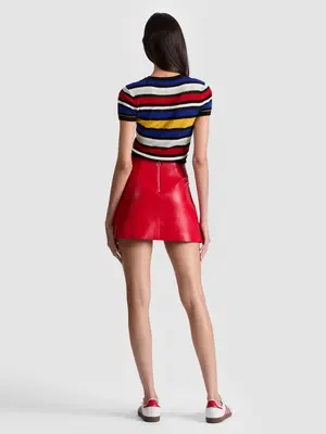 Alice + Olivia Toni Vegan Leather Mini Skirt