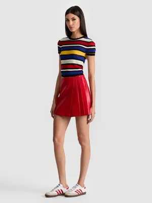 Alice + Olivia Toni Vegan Leather Mini Skirt