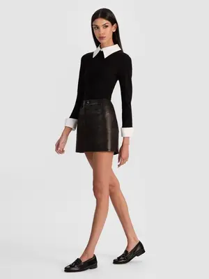Alice + Olivia Joss Leather Mini Skirt