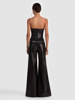 Alice + Olivia Strapless Vegan Leather Bustier Top With Pocket Detail