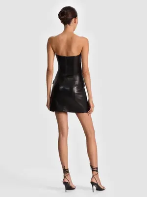 Alice + Olivia Strapless Vegan Leather Mini Blazer Dress
