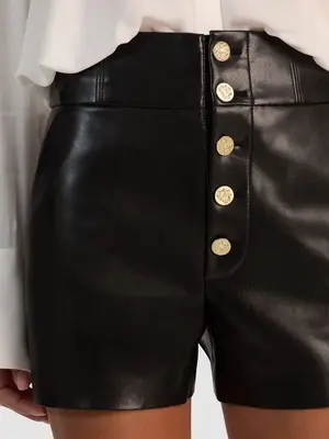 Alice + Olivia Baylor Vegan Leather Corset Shorts