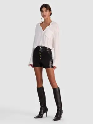 Alice + Olivia Baylor Vegan Leather Corset Shorts