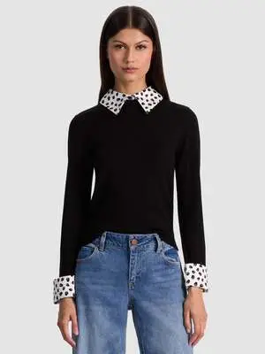 Alice + Olivia Porla Staceface Collared Sweater