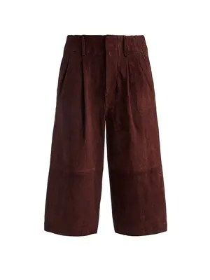 Alice + Olivia Suede Wide Leg Cropped Trousers