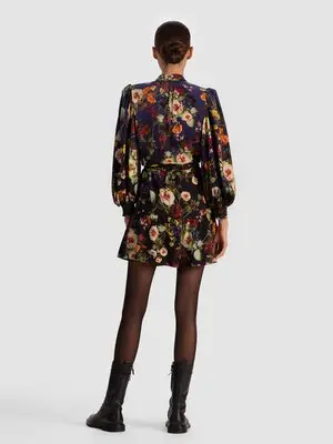 Alice + Olivia Antonette Printed Viscose Mini Shirt Dress