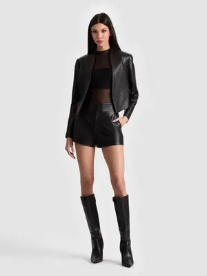 Alice + Olivia Cady Leather Short - Black