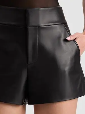 Alice + Olivia Cady Leather Short - Black
