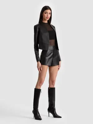 Alice + Olivia Cady Leather Short - Black