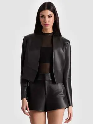 Alice + Olivia Harvey Leather Jacket - Black