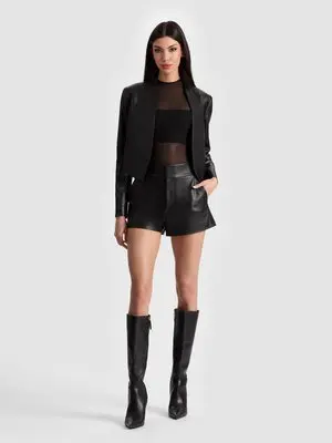Alice + Olivia Harvey Leather Jacket - Black