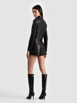 Alice + Olivia Harvey Leather Jacket - Black