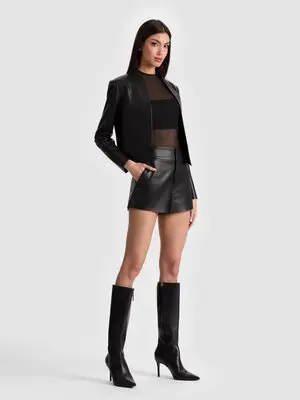 Alice + Olivia Harvey Leather Jacket - Black