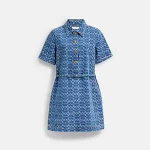 COACH Signature Organic Cotton Denim Dress - Medium Blue