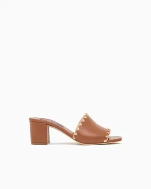 Giorgio Armani Leather Heeled Sandals With Raffia Detail