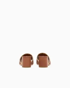 Giorgio Armani Leather Heeled Sandals With Raffia Detail