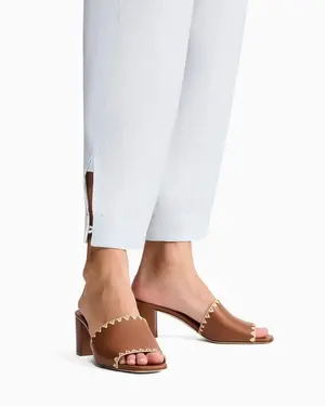 Giorgio Armani Leather Heeled Sandals With Raffia Detail