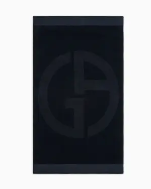 Giorgio Armani Cotton Beach Towel With Jacquard Logo - Blue
