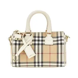 Burberry Check Coated Fabric Mini Bowling Bag - Beige