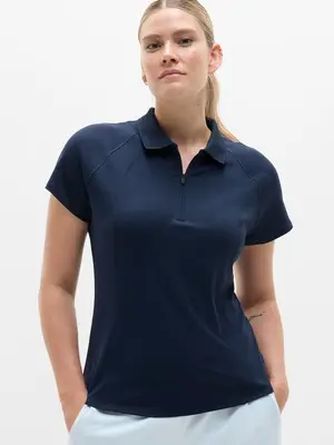 Athleta Short Sleeve Zip Up Polo Shirt