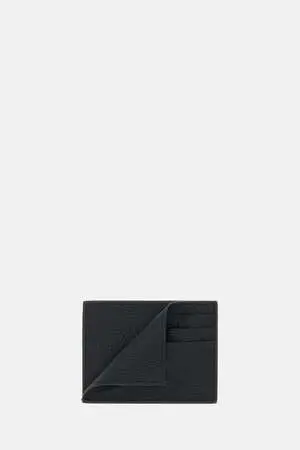 Thom Browne Porta Carte Pelle Soft Pebble Grain - Nero
