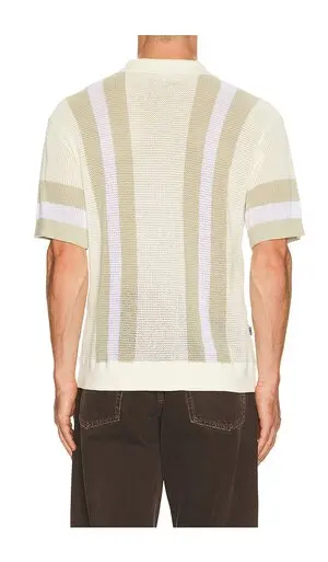 Obey Seth Knitted Polo In Cream,olive