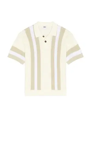 Obey Seth Knitted Polo In Cream,olive
