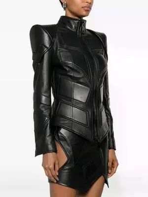 MITILIANE COUTURE Geometric Panelled Leather Jacket
