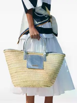 Jacquemus Le Panier Soli Woven Bucket Bag - Silver