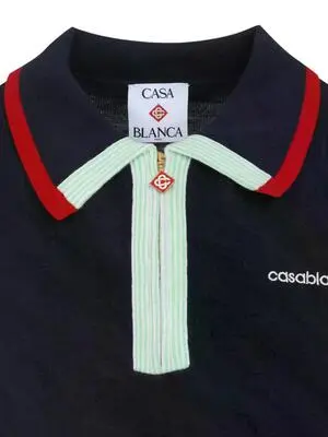 Casablanca Zip-fastening Logo-embroidered Polo Shirt - Blue