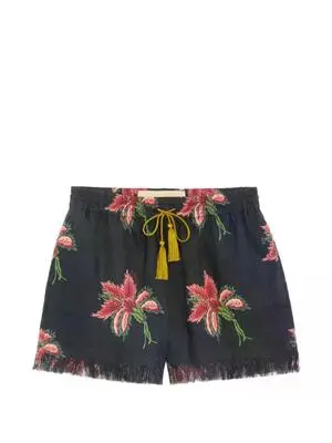 Valentino Garavani Papier Floral Linen Shorts