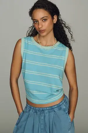 DAILY PRACTICE Crew Tank Top - Blue Pattern