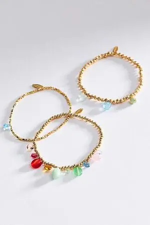Anthropologie Stretch Stone Bracelets, Set Of 3 - Multi