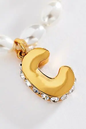 Anthropologie Pearl Initial Pendant Necklace - C