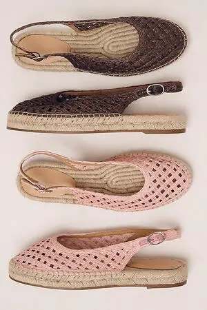 BIBI LOU Woven Raffia Slingback Espadrilles - Dark Brown