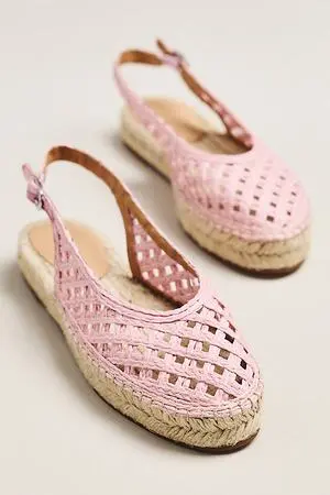 BIBI LOU Woven Raffia Slingback Espadrilles - Pink