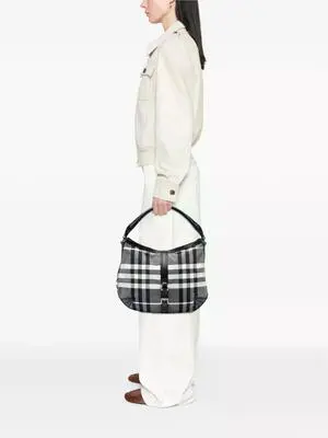Burberry Check Nylon Grafton Hobo Bag - Grey