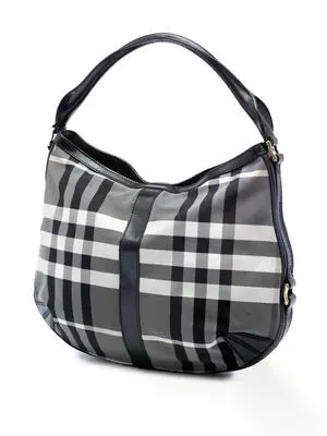 Burberry Check Nylon Grafton Hobo Bag - Grey