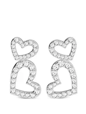 APM MONACO Double Hearts Crystal-embellished Earrings - Silver