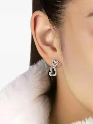 APM MONACO Double Hearts Crystal-embellished Earrings