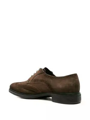 Santoni Suede Derby Shoes With Brogue Detailing