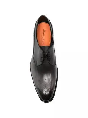 Santoni Brogue Detail Leather Derby Shoes