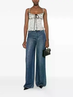 SELF-PORTRAIT Rhinestone Embellished Wide-leg Jeans