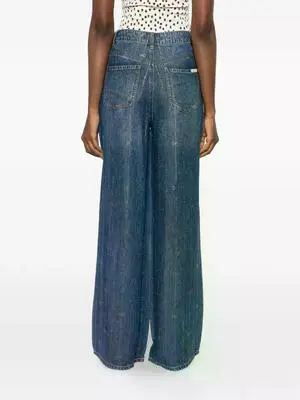 SELF-PORTRAIT Rhinestone Embellished Wide-leg Jeans