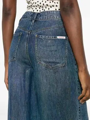 SELF-PORTRAIT Rhinestone Embellished Wide-leg Jeans