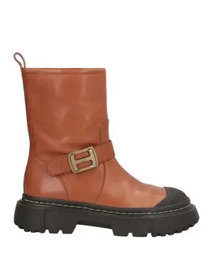 Hogan Leather Ankle Boots With Strap Detailing And Square Heel