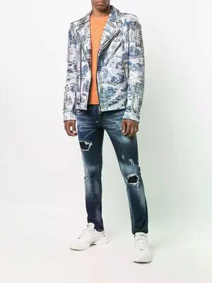 Philipp Plein Super Straight Stonewash Distressed Jeans